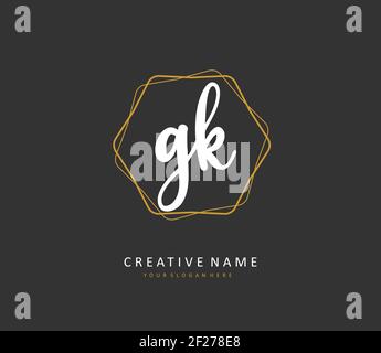 G K GK Initial letter handwriting and signature logo. A concept ...
