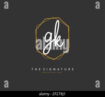 G K GK Initial letter handwriting and signature logo. A concept ...