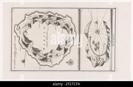 Maps of the Makian and Bacan islands in the Moluccas, 1616; Ins. MacJan ...