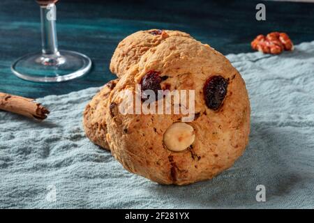 Face cookie, traditional British rock biscuit, a close-up Stock Photo ...