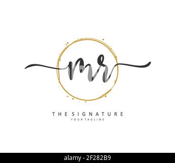 MR Initial letter handwriting and signature logo. A concept handwriting ...