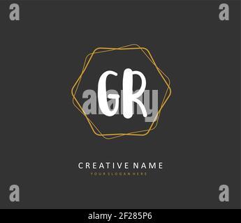 GR Initial letter handwriting and signature logo. A concept handwriting ...