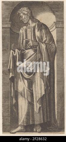 Paulus; Apostles. Saint Paul standing with a black on his shoulder in a ...
