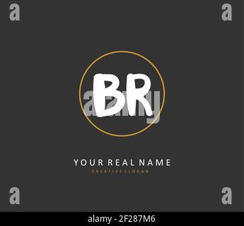BR Initial letter handwriting and signature logo. A concept handwriting ...