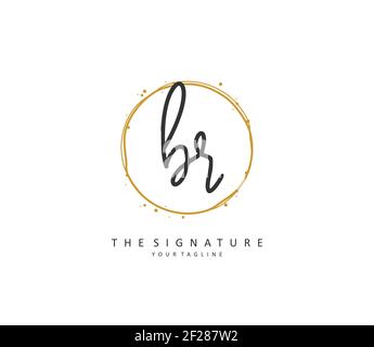 BR Initial letter handwriting and signature logo. A concept handwriting ...