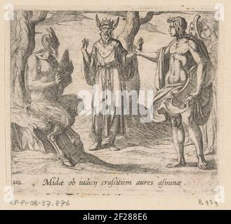 Music competition between Apollo and Pan. In the middle, Apollo with ...