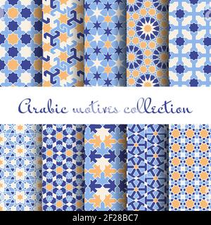 Islamic backgrounds. Arabic seamless pattern set, design wallpaper, vector illustration Stock ...