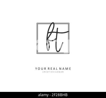 FT Initial Letter handwriting logo hand drawn colorful box vector, logo ...