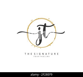 Initial Letter JT Logo - Handwritten Signature Style Logo - Simple ...