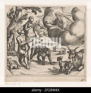 Adam and Eva placed in paradise, Antonio Tempesta, After Rafaël, After ...