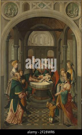 Panel of an Altarpiece with Circumcision of Christ, on verso is Resurrection of Christ, c.1520-c ...