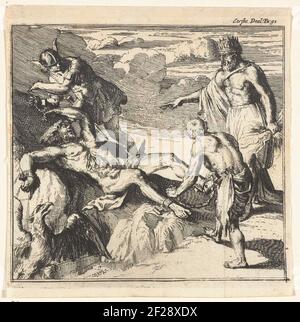 Illustratie voor 'Alle de werken' van Lucianus Aeneas stands with ...