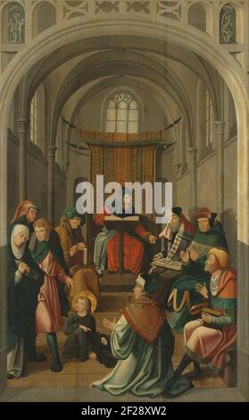 Christ between scribes in temple; JESUS CHRIST IN MEDIO Doctorum ...