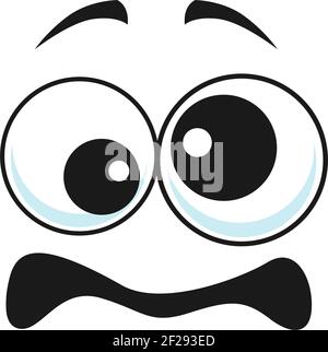 Comic confused and scared face expression vector illustration. Eyes and ...