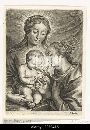 Maria with child and Saint Catharina from Alexandria Stock Photo - Alamy