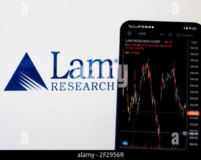 In this photo illustration, a Lam Research logo is seen displayed on a ...