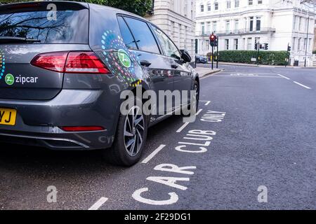 Zipcar Car Sharing Company electric Car Sydney Street London England ...