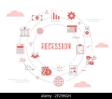 recession concept with icon set template banner and circle round shape ...