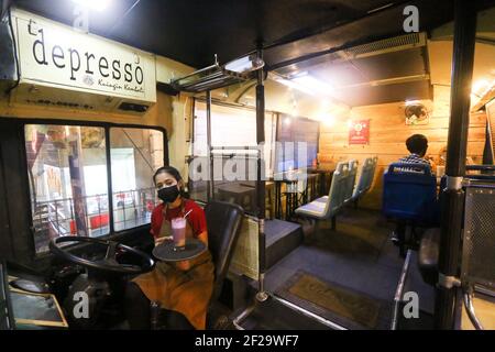 culinary on the bus which is transformed into a cafe Stock Photo - Alamy