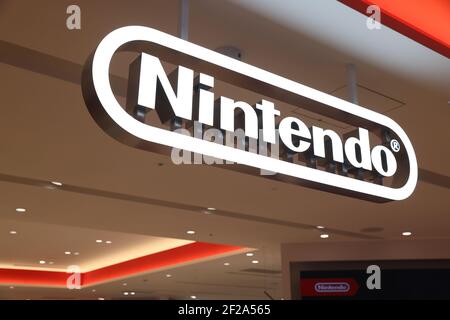 Nintendo company logo inside the official Nintendo Store in Shibuya ...