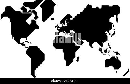 Simplified world map drawn with sharp straight lines Stock Vector Image ...