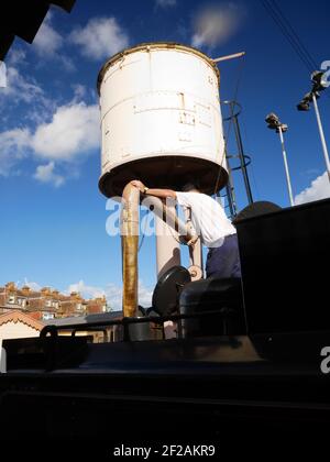 BR Standard class 4 tank engine 80104 steam train departing Corfe ...