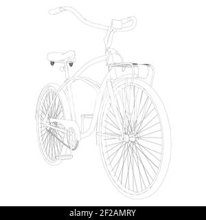 Contour of a bicycle with a semicircular handlebar made of black lines ...