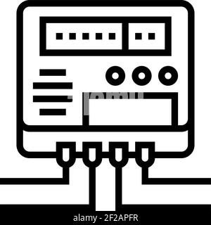 electric meter for monitoring energy saving line icon vector ...