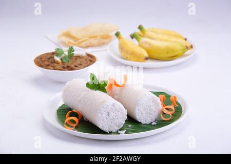 Puttu,steam cake ,white raw rice puttu , pacharisi maavu puttu with ...