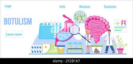 Botulism concept vector. Tiny doctors treat stomach, intestine. Food ...