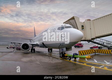 Airport equipment, airbridge, passenger boarding bridge and steps ...