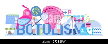 Botulism concept vector. Tiny doctors treat stomach, intestine. Food ...