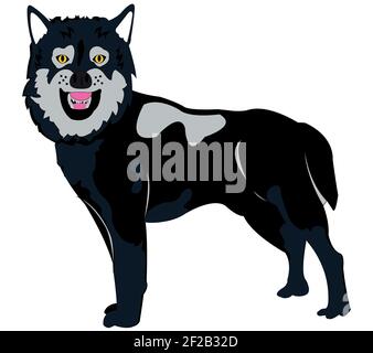 Vector illustration of the cartoon of the ravenous wildlife wolf Stock ...