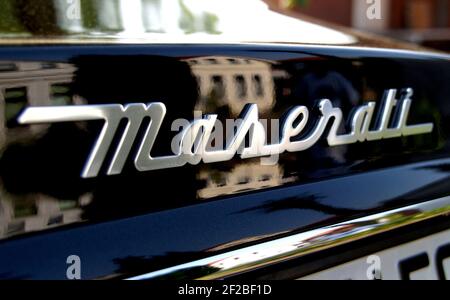 Maserati lettering, logo Stock Photo - Alamy