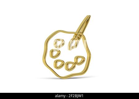 Golden 3d paint brush icon isolated on white background - 3D render ...