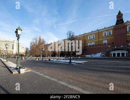 Landmarks in the beautiful Alexander Garden near the ancient Kremlin ...