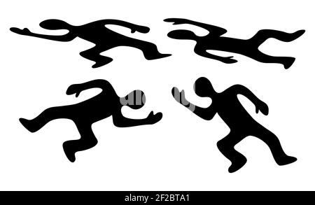 Victim body icon set. Black silhouette of dead man. Vector symbol of ...