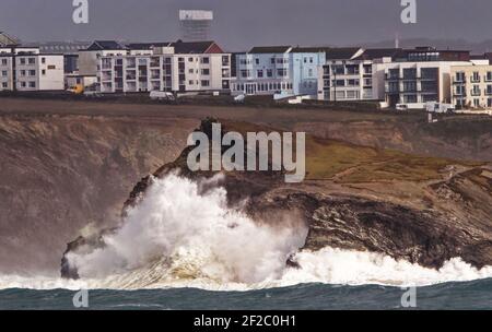Newquay, Cornwall, 11th March 2021. UK weather: Extreme Storm weather ...