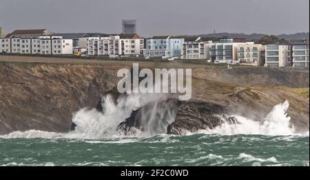 Newquay, Cornwall, 11th March 2021. UK weather: Extreme Storm weather ...