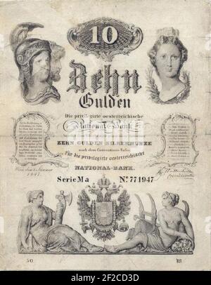 The obverse of the 1847 PONB 10 Gulden coin features key design ...