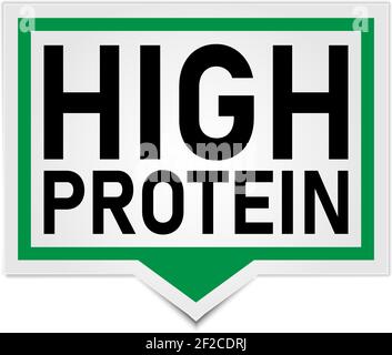 high protein sign with color label speech bubble vector icon sign ...