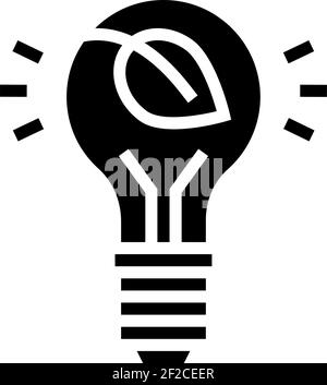 Energy saving lightbulb glyph icon. Silhouette symbol. Economy lamp ...