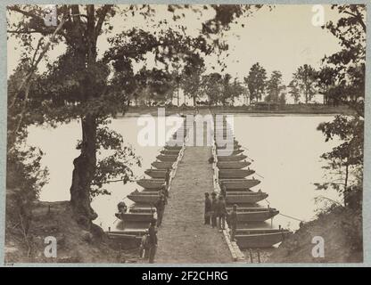 Pontoon bridge at Deep Bottom, James River, Va., Civil War Photographs ...