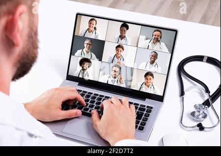 Medical Doctor Online Elearning Video Conference Technology Stock Photo ...