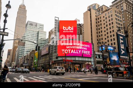 Advertising for the Fox owned Tubi streaming service in Times Square in ...