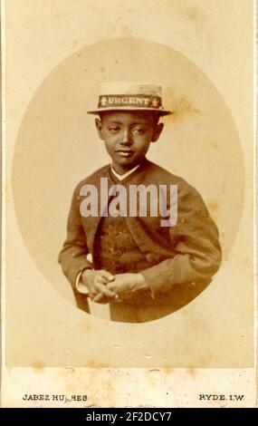 Portrait of Ethiopian Prince Alamayu wearing western clothing and a hat ...