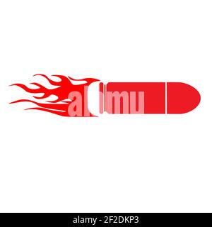 Moving Gun Bullet Shot and fire sparkles. on black background. 3d ...