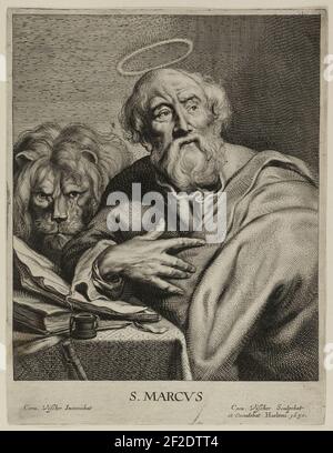 De leeuw van de evangelist Marcus; De vier evangelistensymbolen.A ...