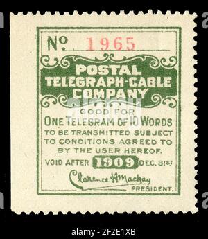 The 1909 Postal Telegraph Cable Company stamp represents a significant ...