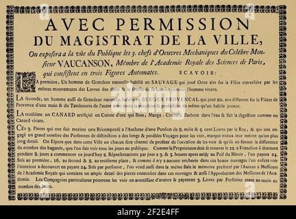 Poster automata Vaucanson Stock Photo - Alamy